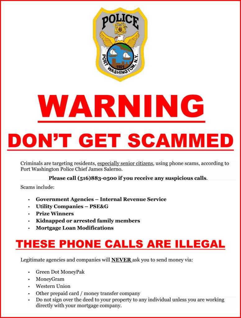 Phone Scammers Continue to Target Our Community | Port Washington ...